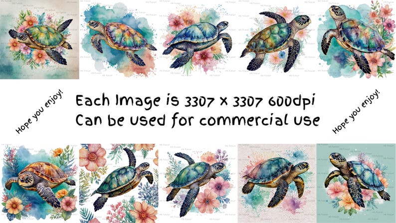Sea Turtle Flower Art Designs: 50 PNG Images (digital Download) - Etsy