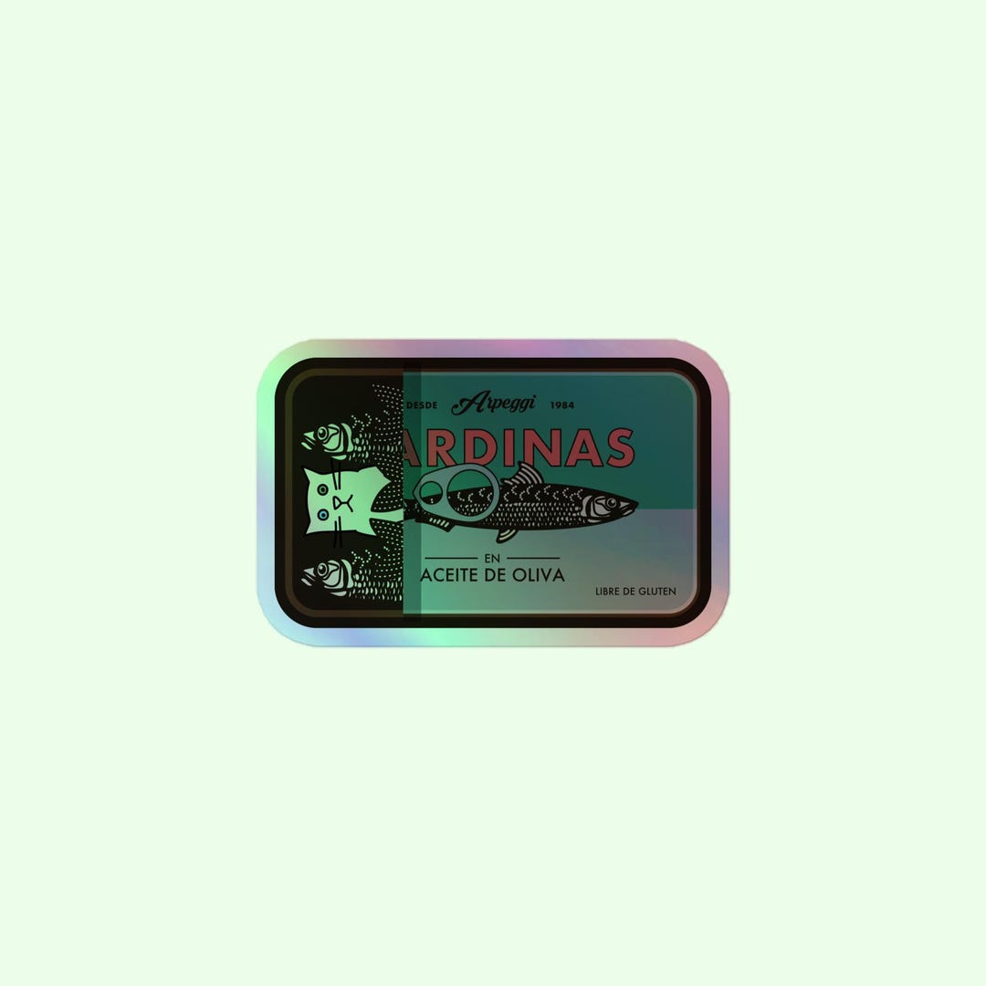 Retro Sardine Can – Sardines With Cat – Holographic Sticker - Etsy