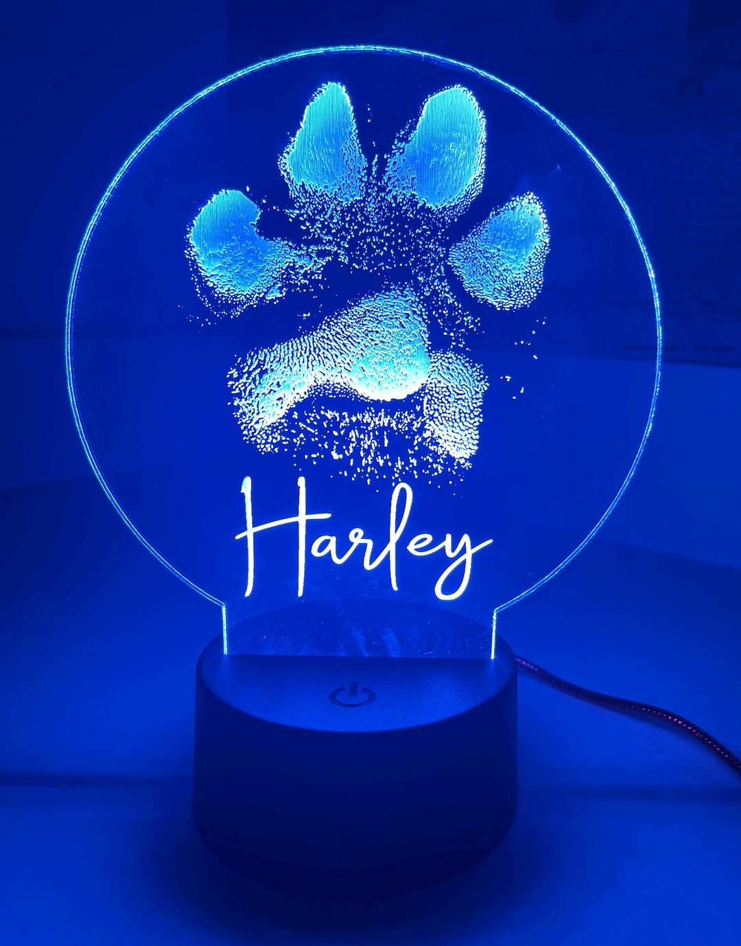 Custom Pet Memorial LED Lamp: Personalized Paw Print Night Light - Etsy