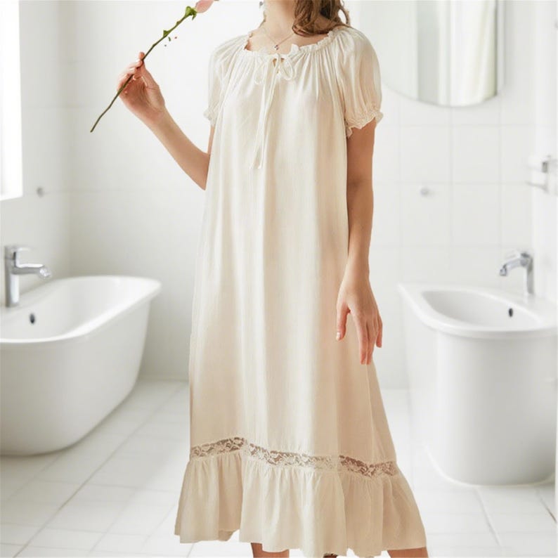 Pink Victorian Nightgown, Cottagecore Coquette Sleepwear, French ...