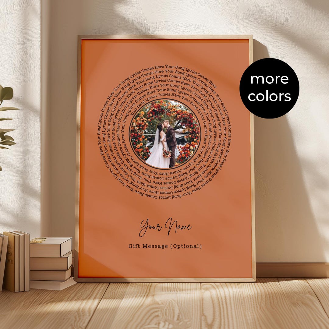 Custom Lyrics Print With Photo Vinyl Record Style Spiral Lettering With ...