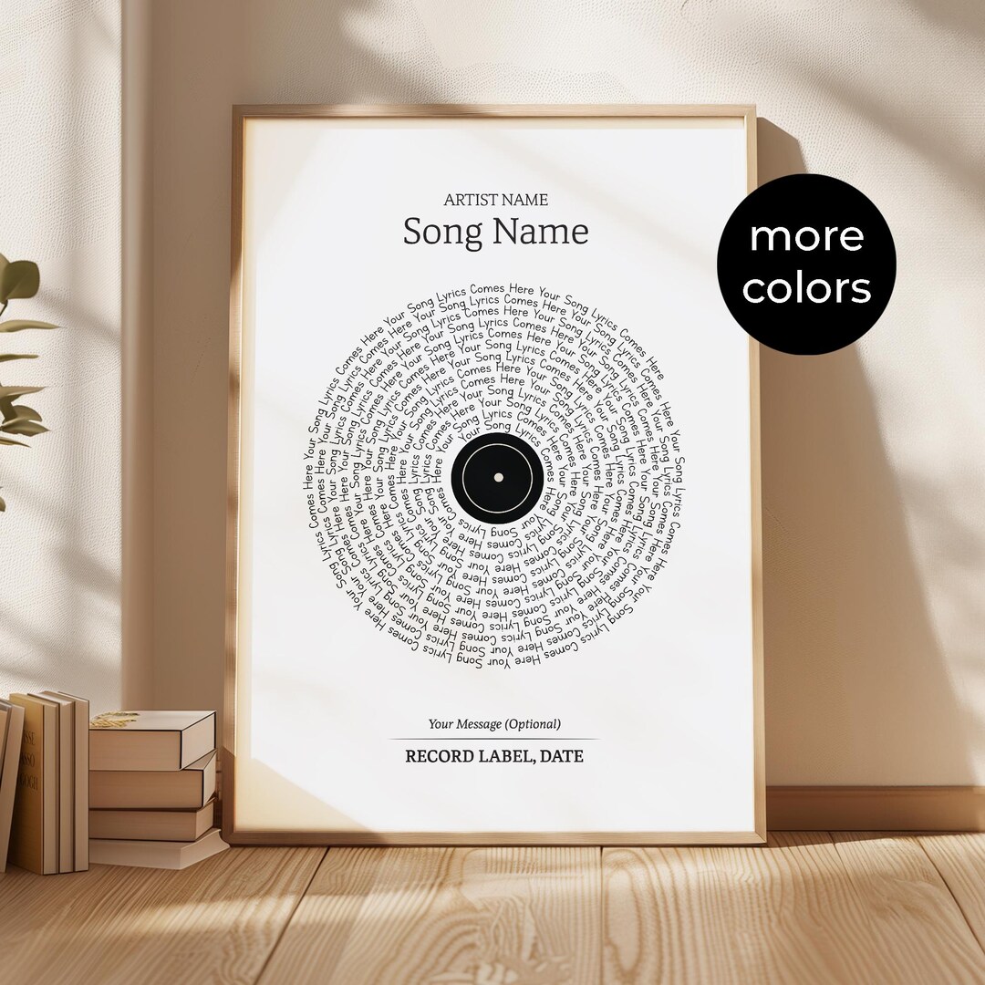 Custom Song Lyrics Vinyl Record Print, Anniversary Gift - Etsy