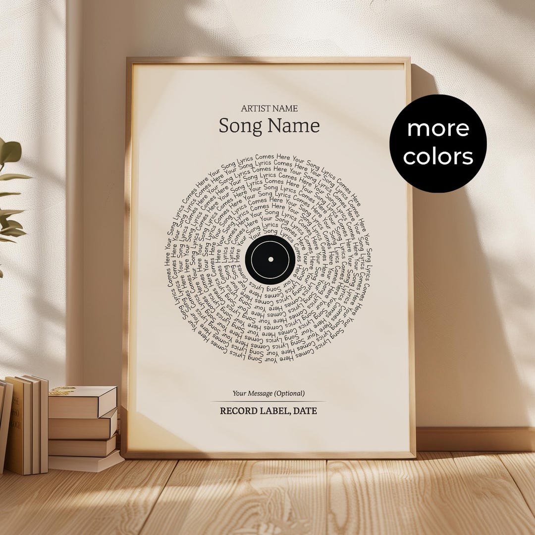 Custom Song Lyrics Print, Personalised Music Poster, Vinyl Song Lyric ...