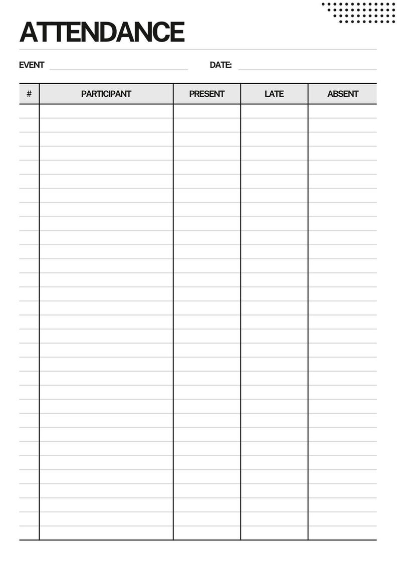 Attendance Roster - Etsy