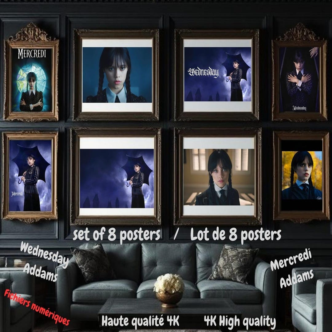 Wednesday Addams Posters Set of 8: Wednesday Addams Posters, Gothic ...
