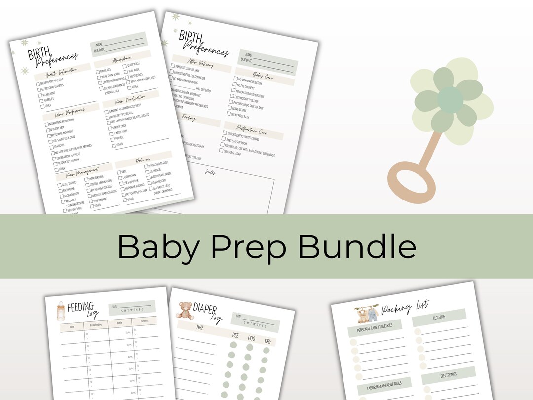 Baby Prep Bundle: Birth Plan, Hospital Packing List, Feeding & Diaper ...
