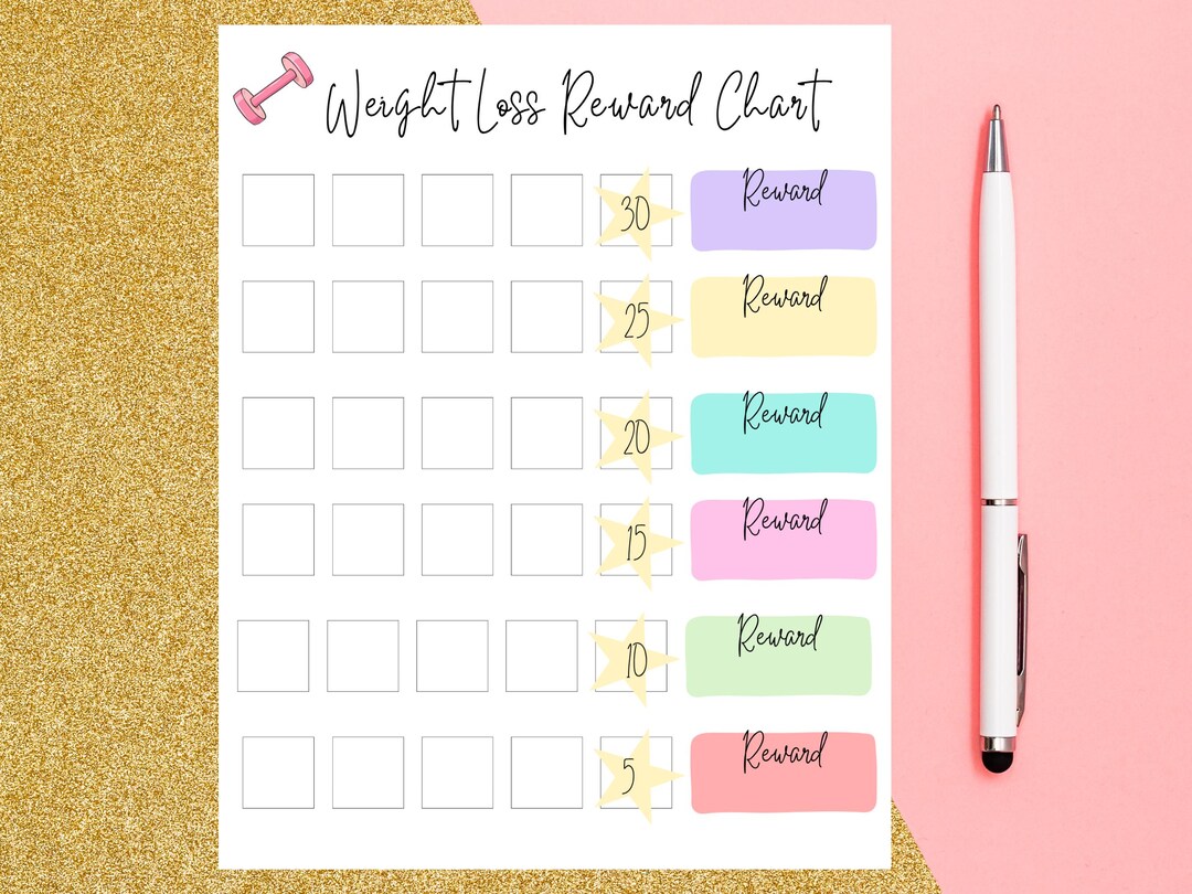 Printable 30 Lb Weight Loss Tracker: Reward Chart (digital PDF) - Etsy