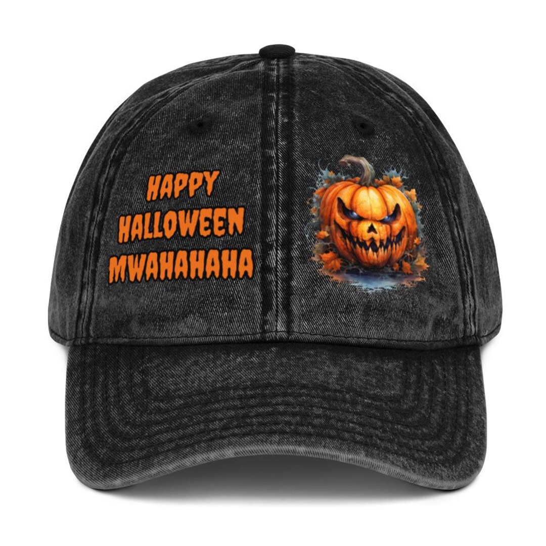 Happy Halloween Mwahahaha - Evil Pumpkin Baseball Cap – Spooky Jack-o ...