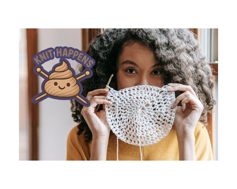 Knit Happens Sticker | Funny Knitting Gag Gift for Knitters | Crochet ...