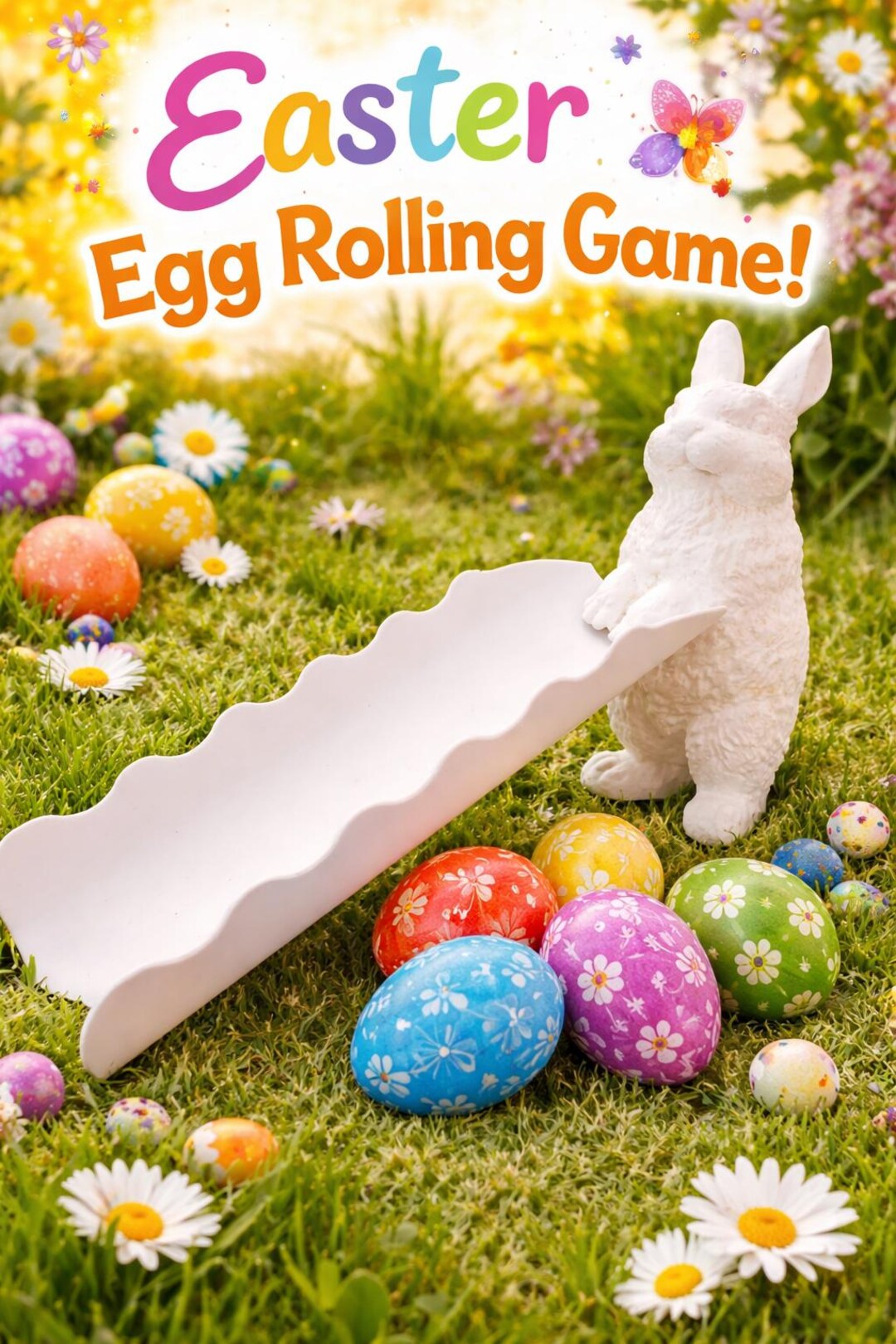 Easter Egg Rolling Game, 3D Printed Bunny Ramp Toy, Family Tabletop ...