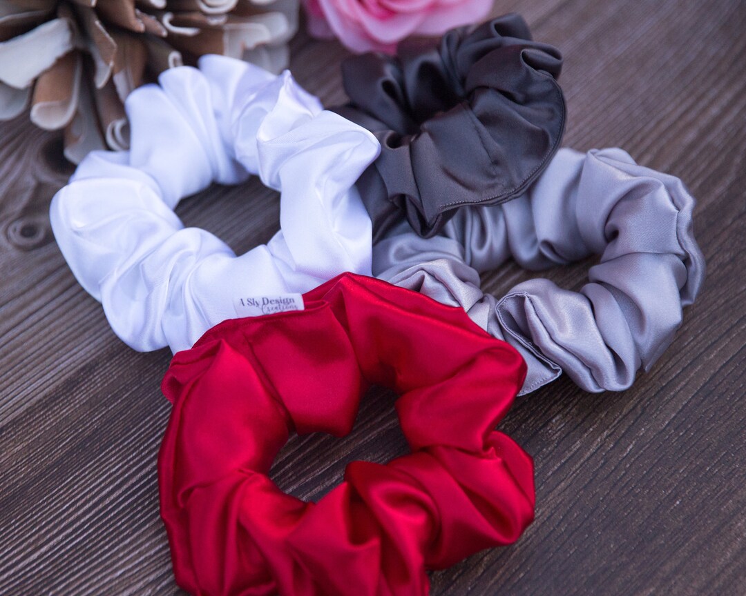 Satin Scrunchie | White, Gray, Red Hair Tie | Bridesmaid Gift - Etsy Canada