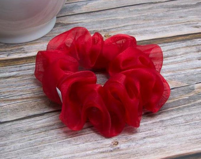 Red Tulle Scrunchie | Scarlet Red Scrunchie | Tulle Scrunchie ...