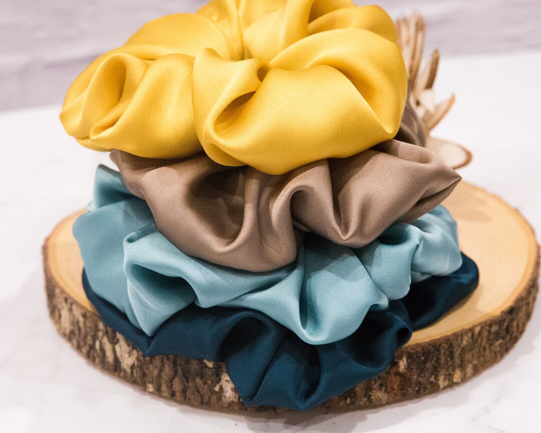 Silky Satin Scrunchies Mustard, Coffee, Seafoam, Teal Scrunchie Spring ...