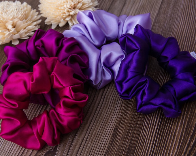 Fuchsia Satin Scrunchie Purple Scrunchie Hair Accessories Fuchsia Hair ...