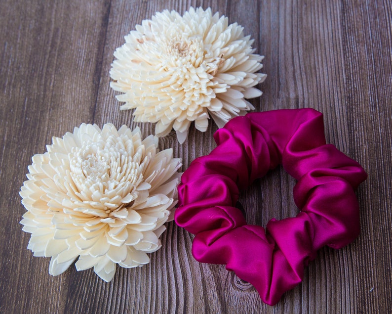 Fuchsia Satin Scrunchie Purple Scrunchie Hair Accessories Fuchsia Hair ...