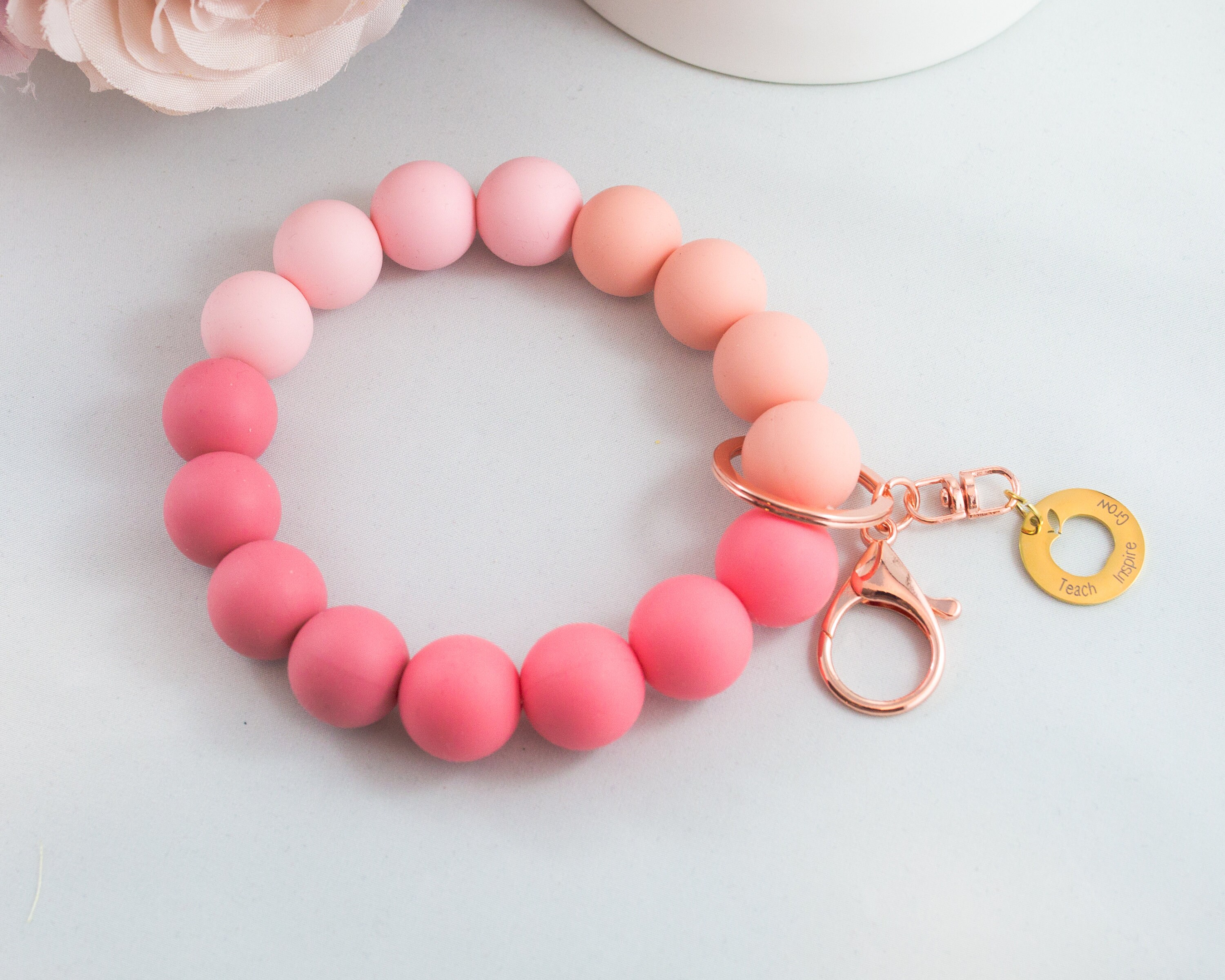 Silicone Beaded Bracelet Keychain for Teacher Purpleyellow - Etsy