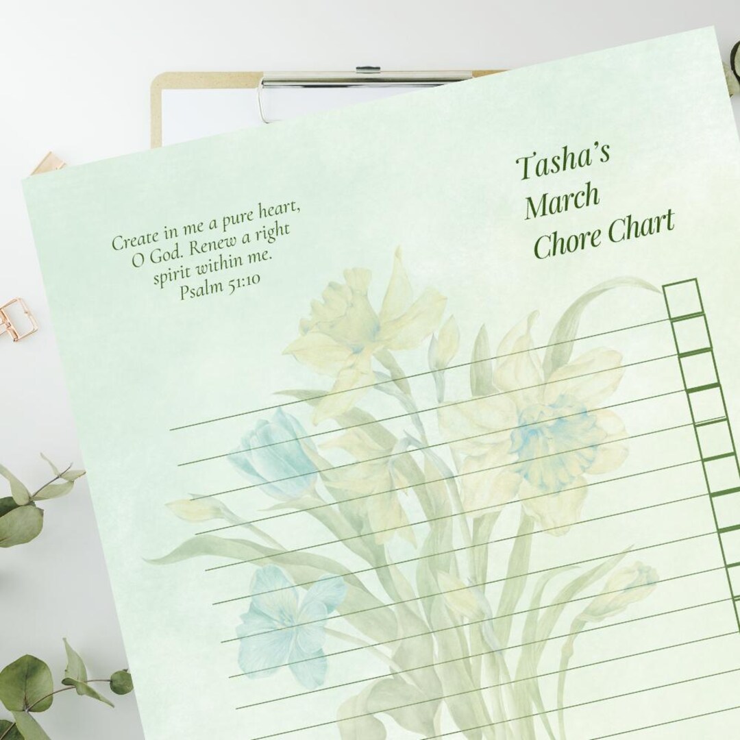 Simple and Easy March Chore Chart (digital Download) - Etsy