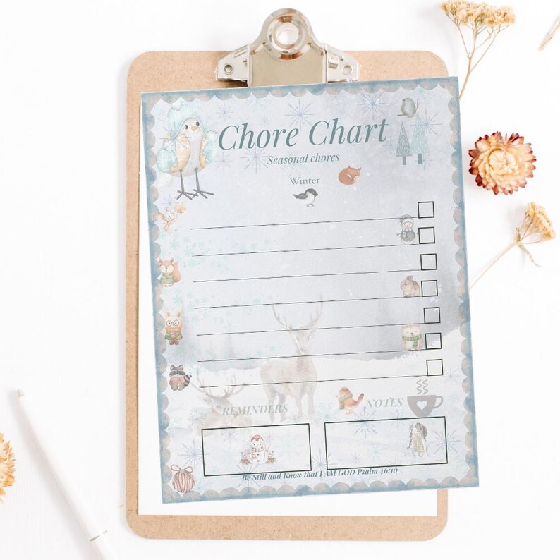 Chore Chart, Simple, Easy, Seasonal Months, Fall and Winter (digital ...