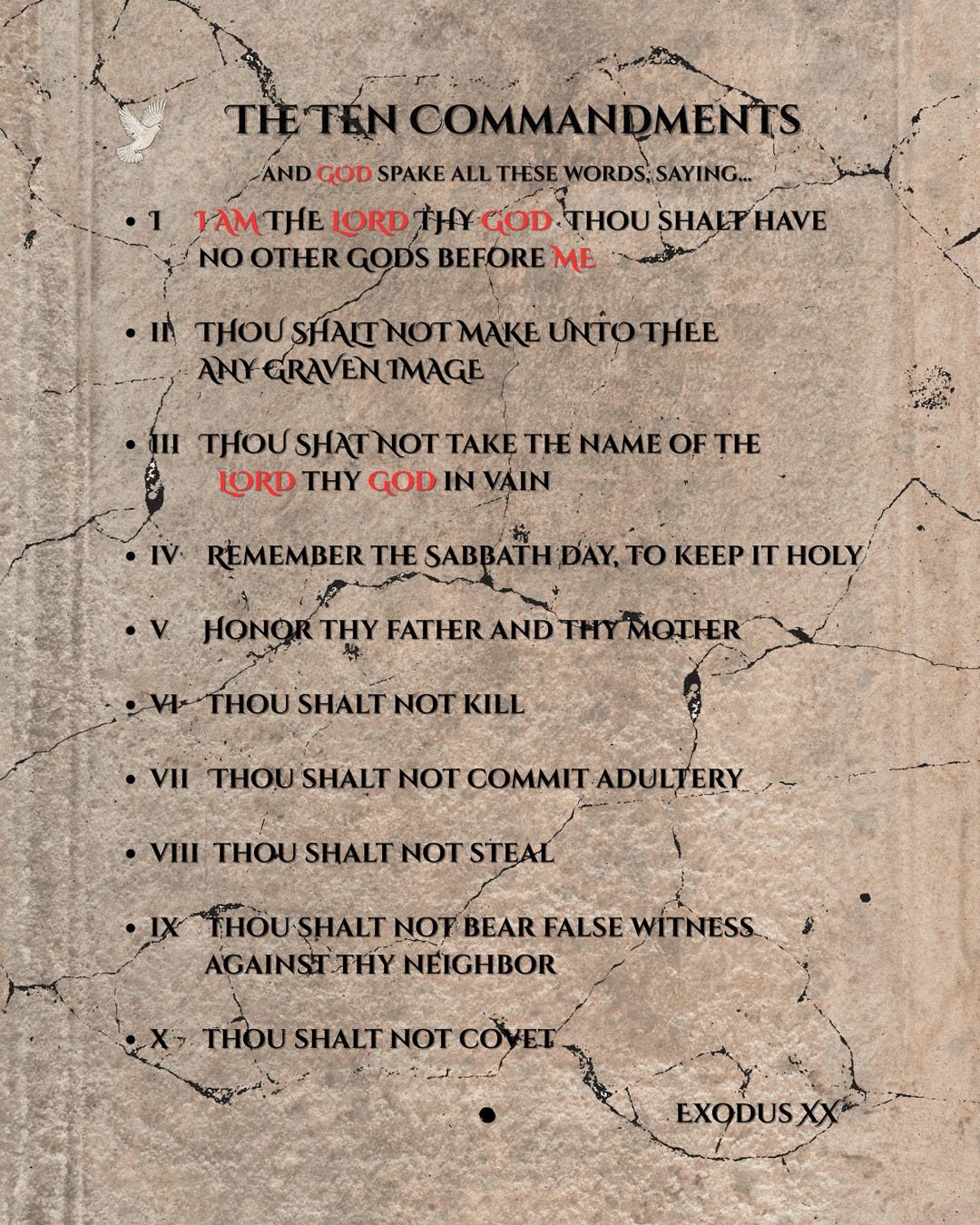 The Ten Commandments, A 16x20" and an 11x14"—bundled: Faith Based Wall ...