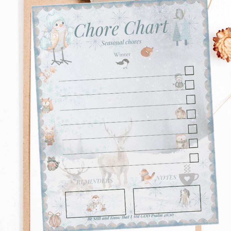 Chore Chart, Simple, Easy, Seasonal Months, Fall and Winter (digital ...