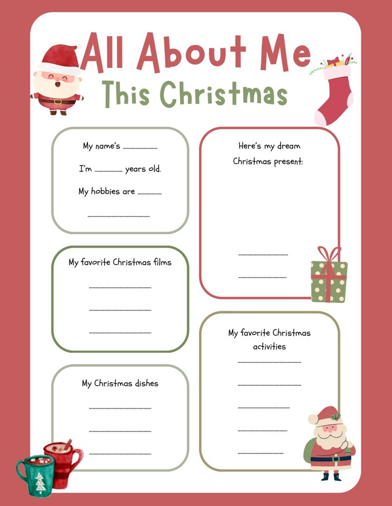 Child’s All About Me This Christmas, Instant Digital Download - Etsy
