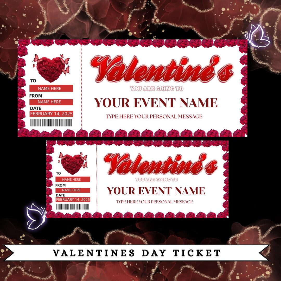 Valentine's Day Ticket Template, Editable Valentine's Party Invite ...