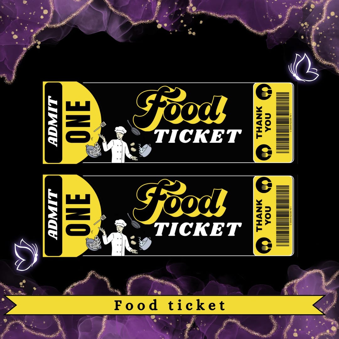 Food Event Ticket: Custom Printable Template (digital Download 8.5x2.8 ...