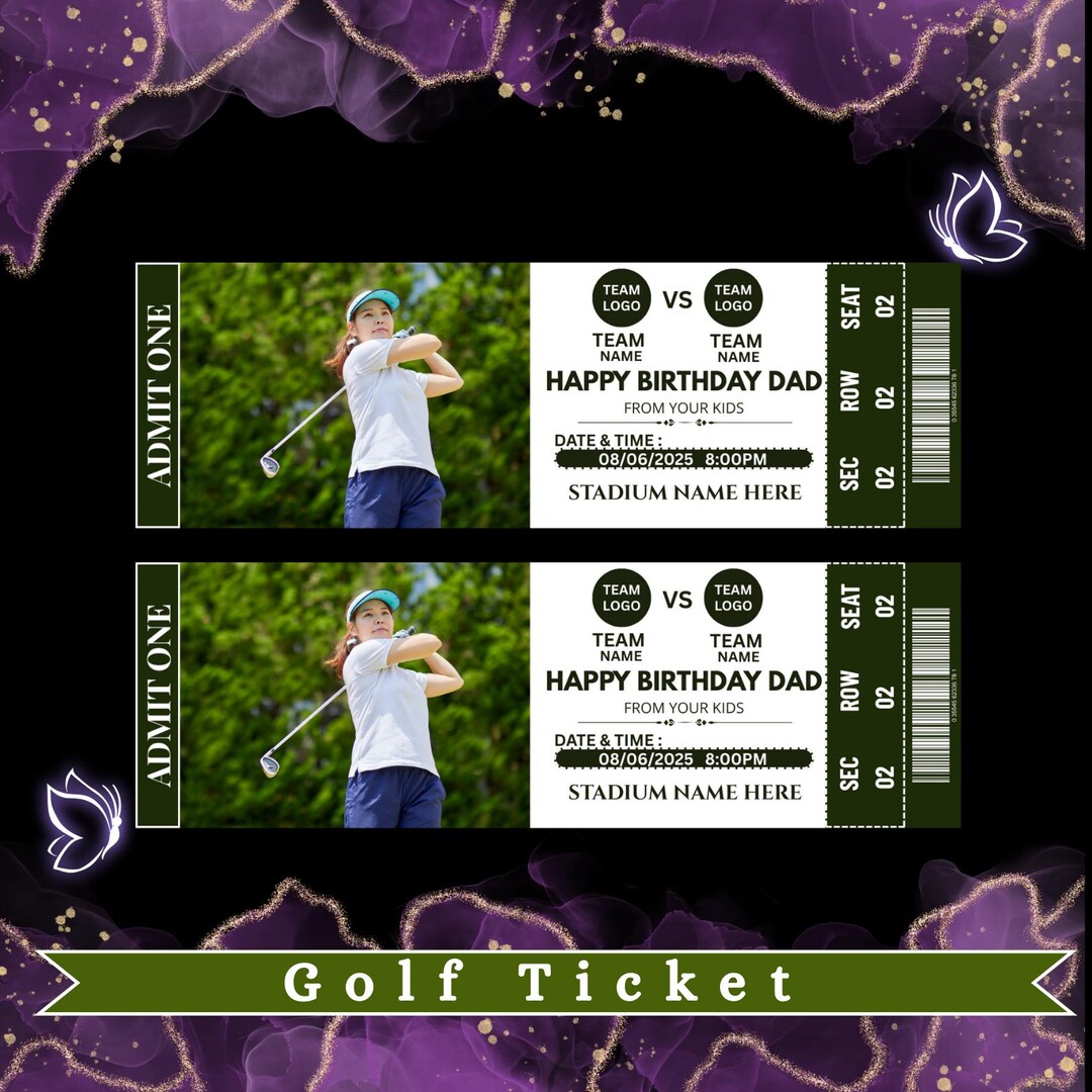 Editable Golf Ticket Template, Printable Golf Gift Voucher ...