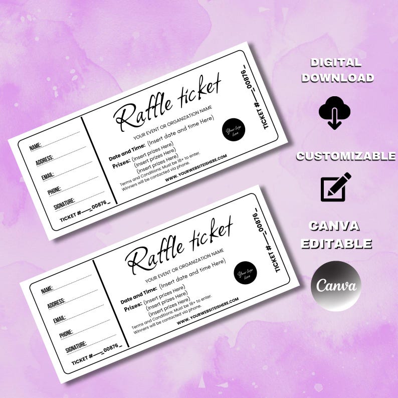 Editable Raffle Ticket – Printable Customizable Ticket, Surprise Raffle ...
