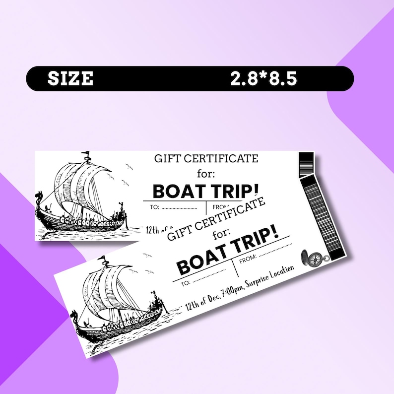 Editable Boat Trip Ticket Template,printable Surprise Gift Voucher for ...