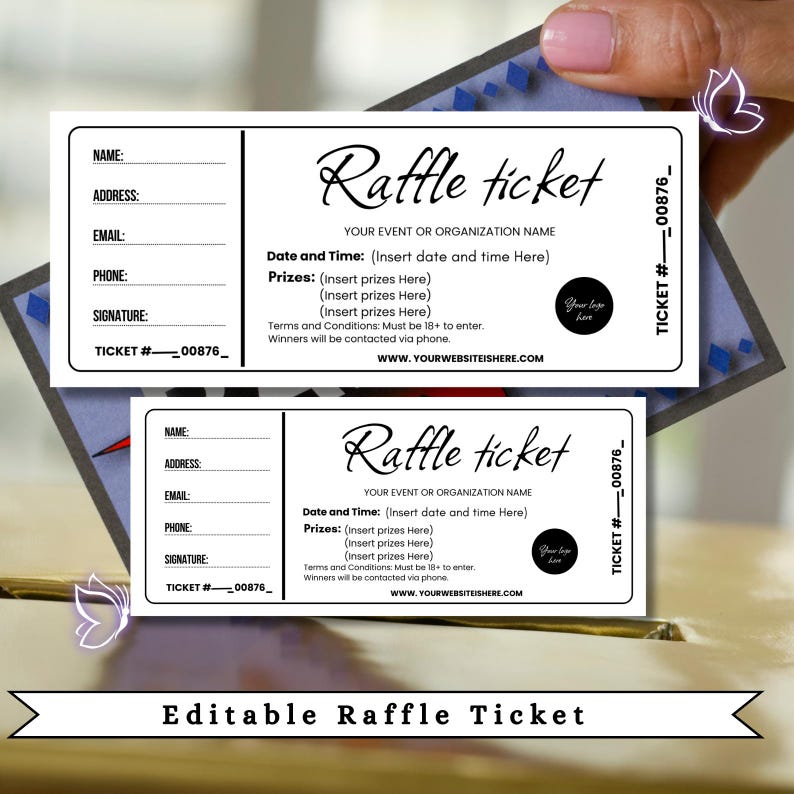 Editable Raffle Ticket – Printable Customizable Ticket, Surprise Raffle ...