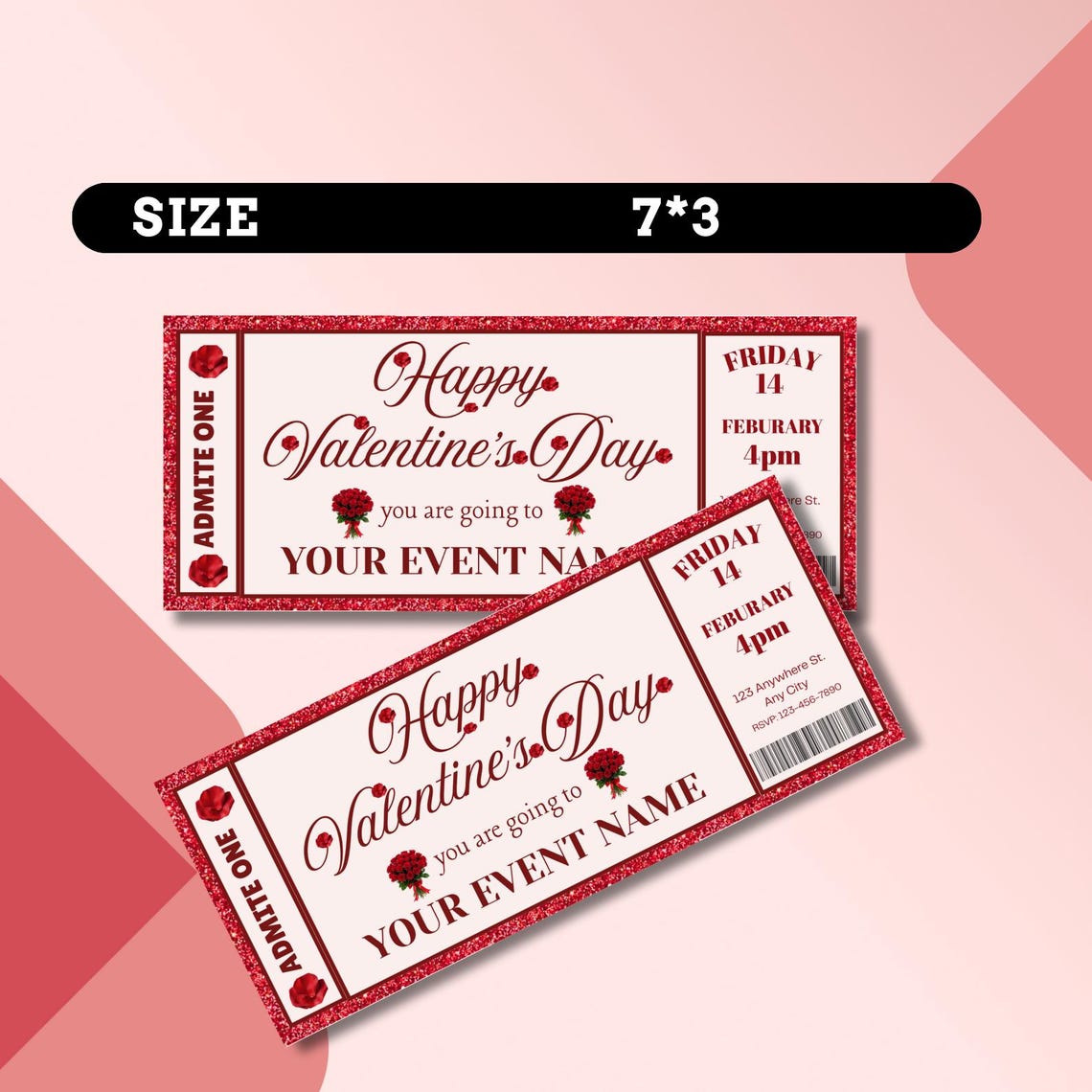 Editable Valentine's Day Ticket Template, Valentine Coupon & Surprise ...