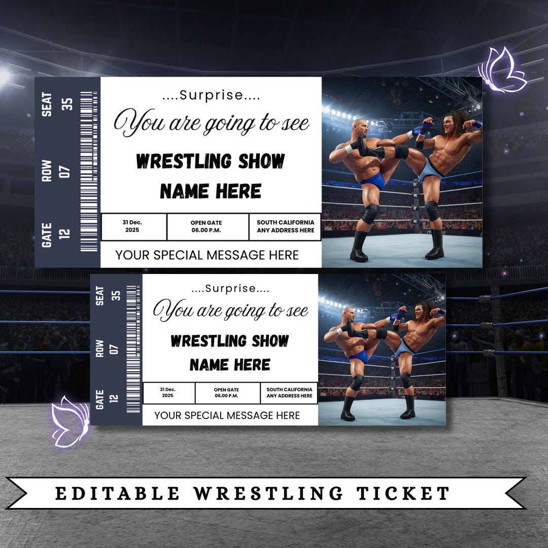 EDITABLE WRESTLING Ticket Template, Professional Wrestling Show ...