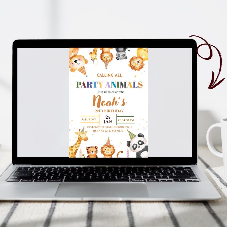Calling All Party Animals Invitation, Cute Animals in Birthday Hats ...