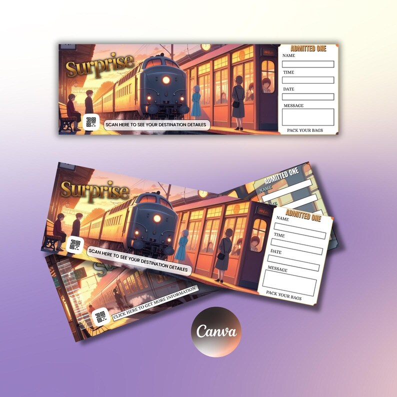 Vintage Train Ticket Gift Voucher: Editable Travel Boarding Pass (PDF ...