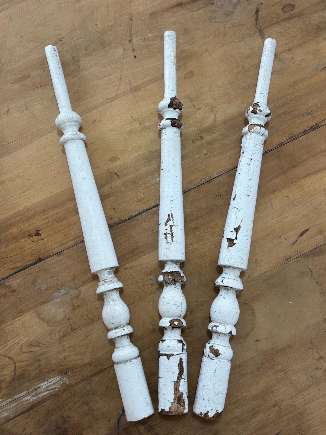 Vintage Wood Porch Spindles Set of 3 Chippy White - Etsy