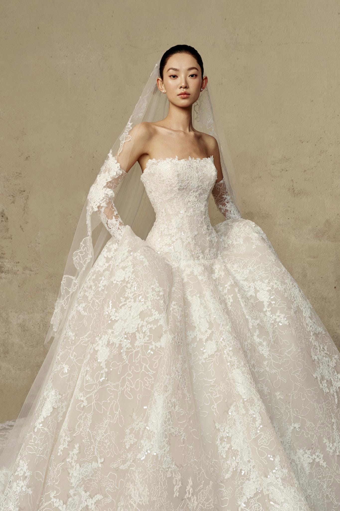 Lace Corset Ball Gown Wedding Dress – Luxury Bridal Gown With Long ...