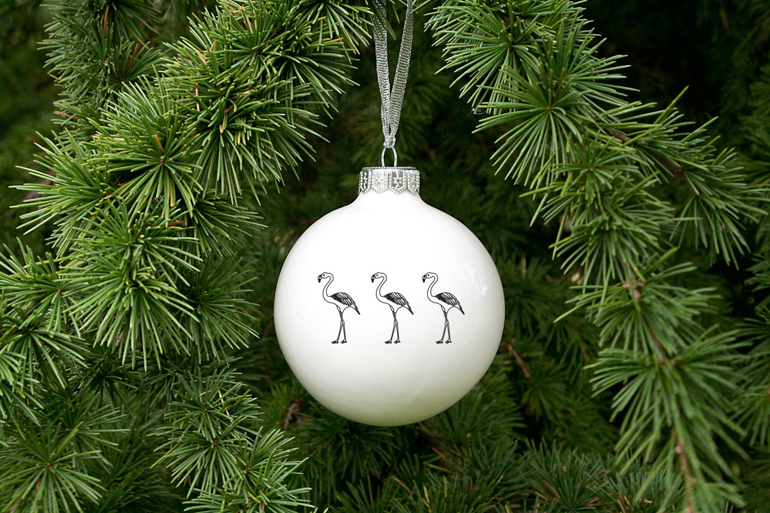 Flamingo Parade Christmas Bauble: Handmade Earthenware Ornament - Etsy