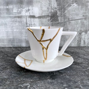 Kintsugi Cup and Saucer, Handmade Coffee Cup, Mother's Day Gift - Etsy