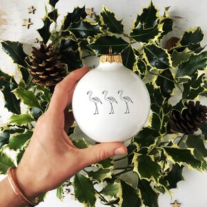 Flamingo Parade Christmas Bauble: Handmade Earthenware Ornament - Etsy