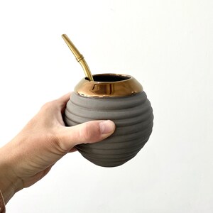 Handmade Yerba Mate Cup, Ceramic Mate Mug in Matte Grey - Etsy