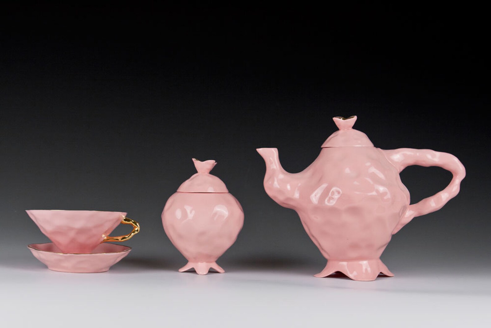 Pink Sugar Bowl Porcelain Sugar Pot Decorated With Real Gold - Etsy