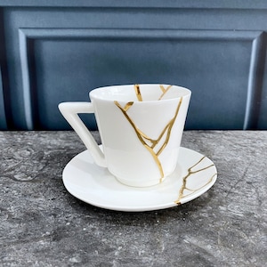 Kintsugi Cup and Saucer, Handmade Coffee Cup, Mother's Day Gift - Etsy