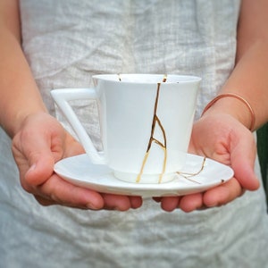 Kintsugi Cup and Saucer, Handmade Coffee Cup, Mother's Day Gift - Etsy
