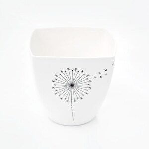 Porcelain Mug With Dandelion, Ceramic Cup With Dandelion, Yogurt Pot ...