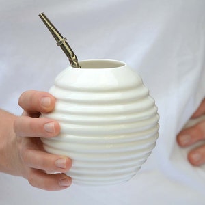 White Mate Gourd, Ceramic Yerba Mate Mug, Porcelain Mate Cup - Etsy