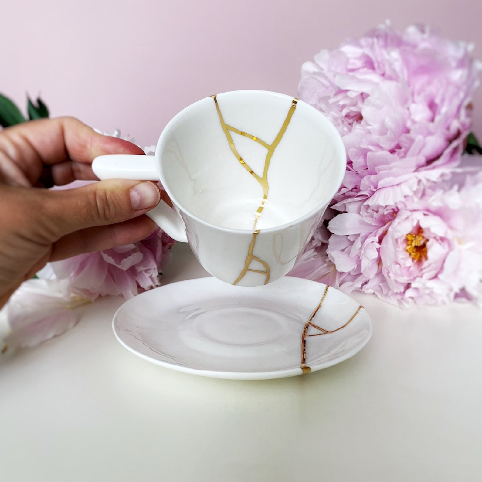 Kintsugi Cup and Saucer, Handmade Coffee Cup, Mother's Day Gift - Etsy