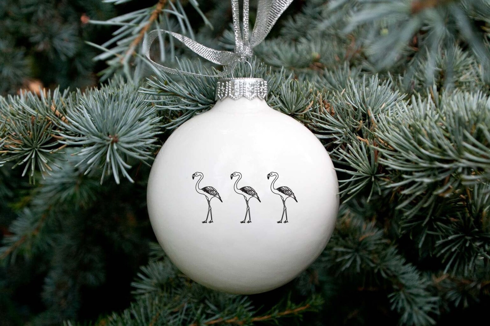 Flamingo Parade Christmas Bauble: Handmade Earthenware Ornament - Etsy