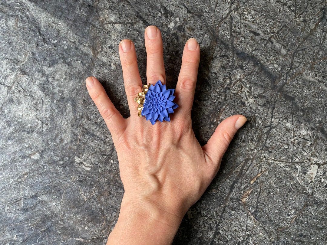 Chunky Flower Ring, Solid Colour Porcelain Ring - Etsy