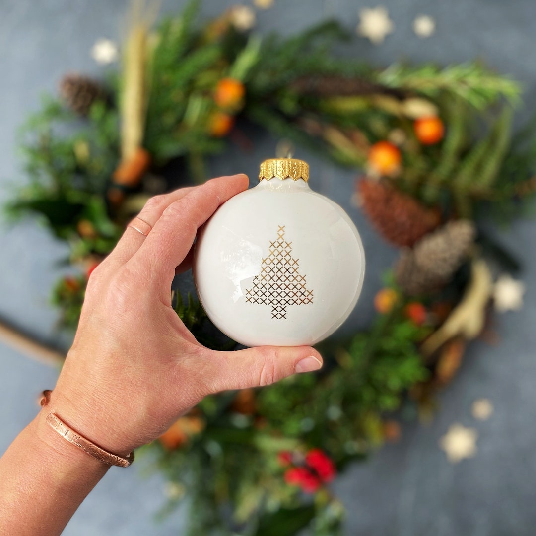Big Christmas Bauble With Christmas Tree, Ceramic Christmas Ornament ...